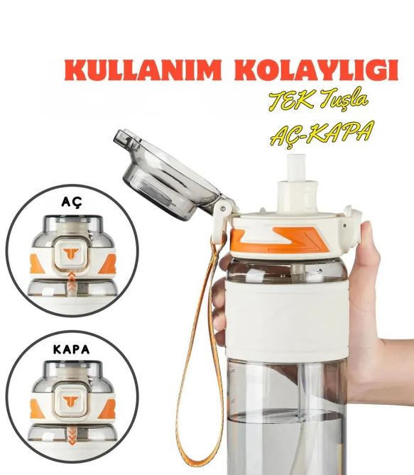 VagonLife TKK Pipetli Tritan Matara 1000 ml Beyaz